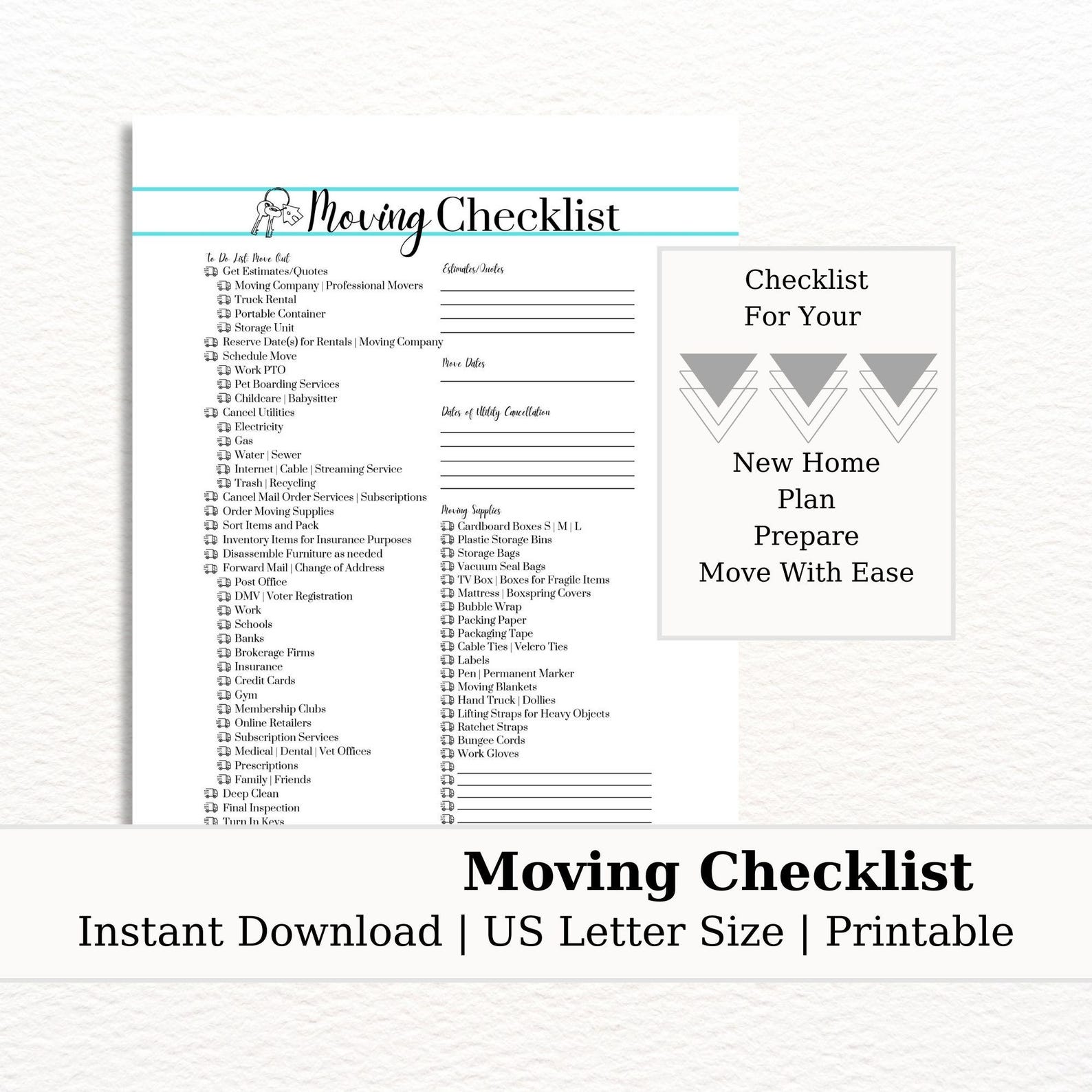Digital Checklist for Moving, Out of State Move to Do List Printable ...