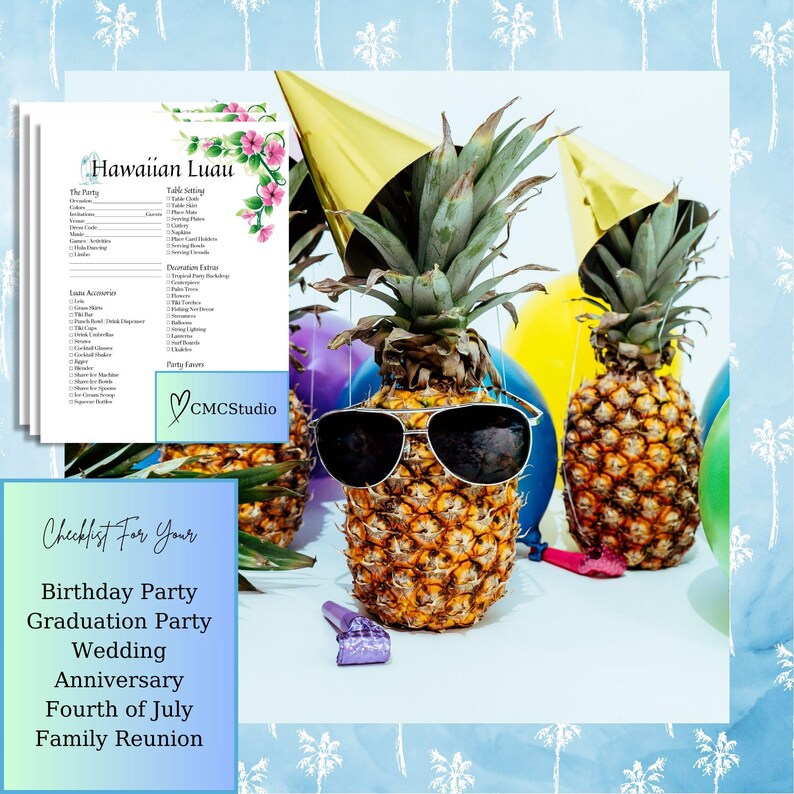 Hawaiian Luau Party Planner Template, Summer Party Checklist, Birthday ...