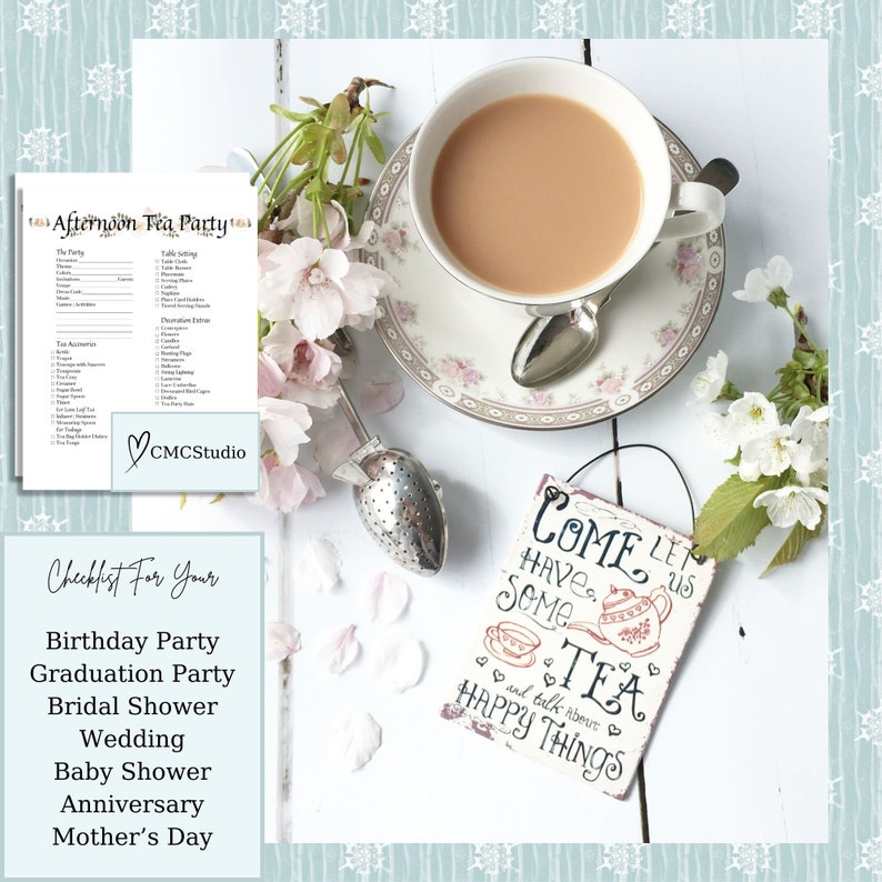 Afternoon Tea Party Planner Checklist Template, Planner for the ...