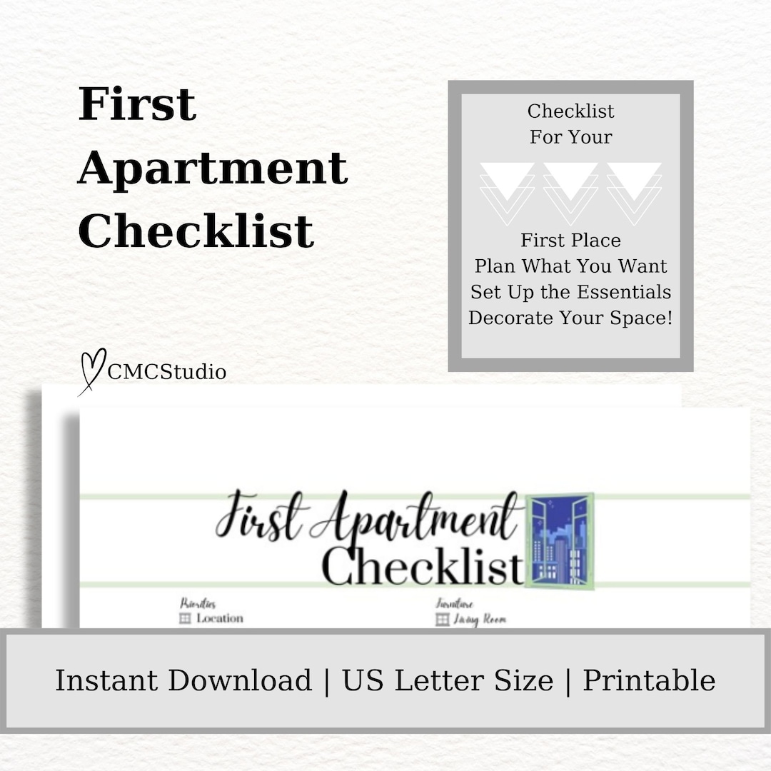 Printable First Apartment Checklist, My First Flat Unit Checklist, New ...