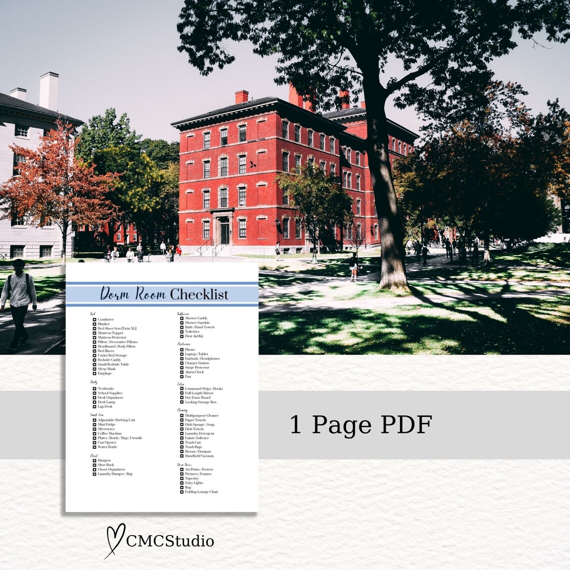 College Dorm Checklist, Dorm Essentials for Freshman Move In, College ...