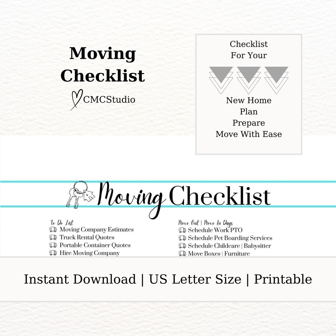 Digital Checklist for Moving, Out of State Move to Do List Printable ...