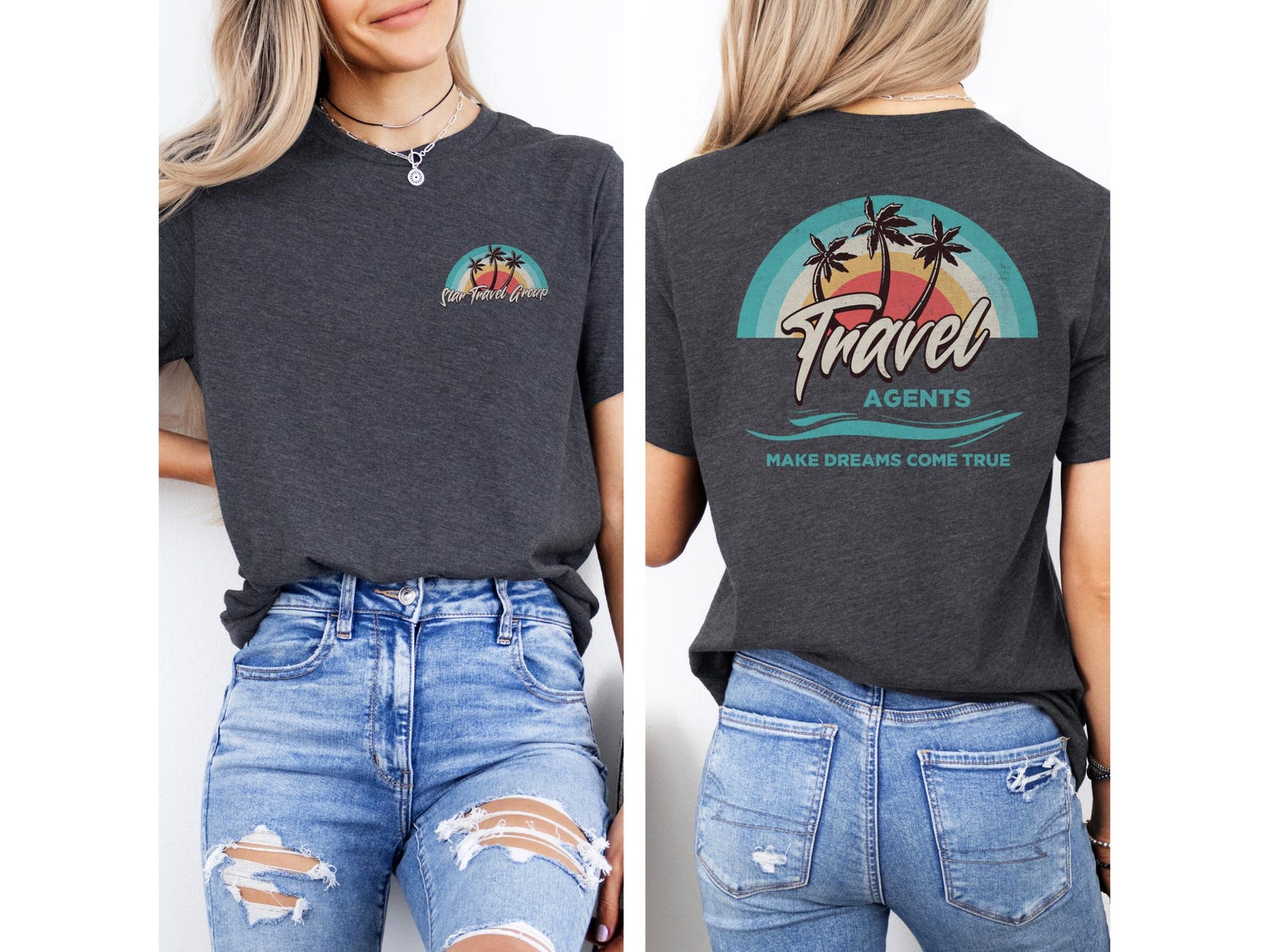 Personalized Travel Agent Shirt With Front Back Design Customized ...