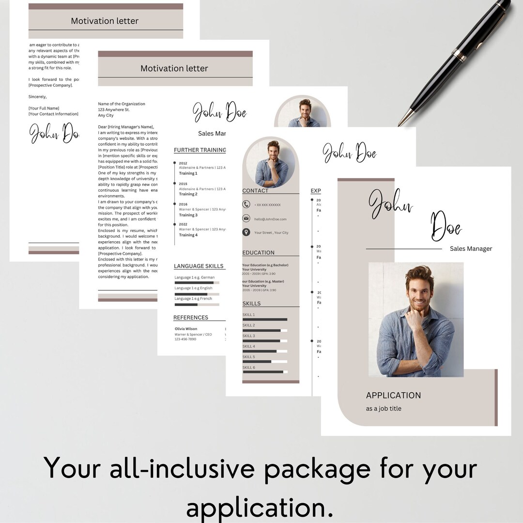 Modern Application Templates Beige and Brown, Tabular CV Template Cover ...