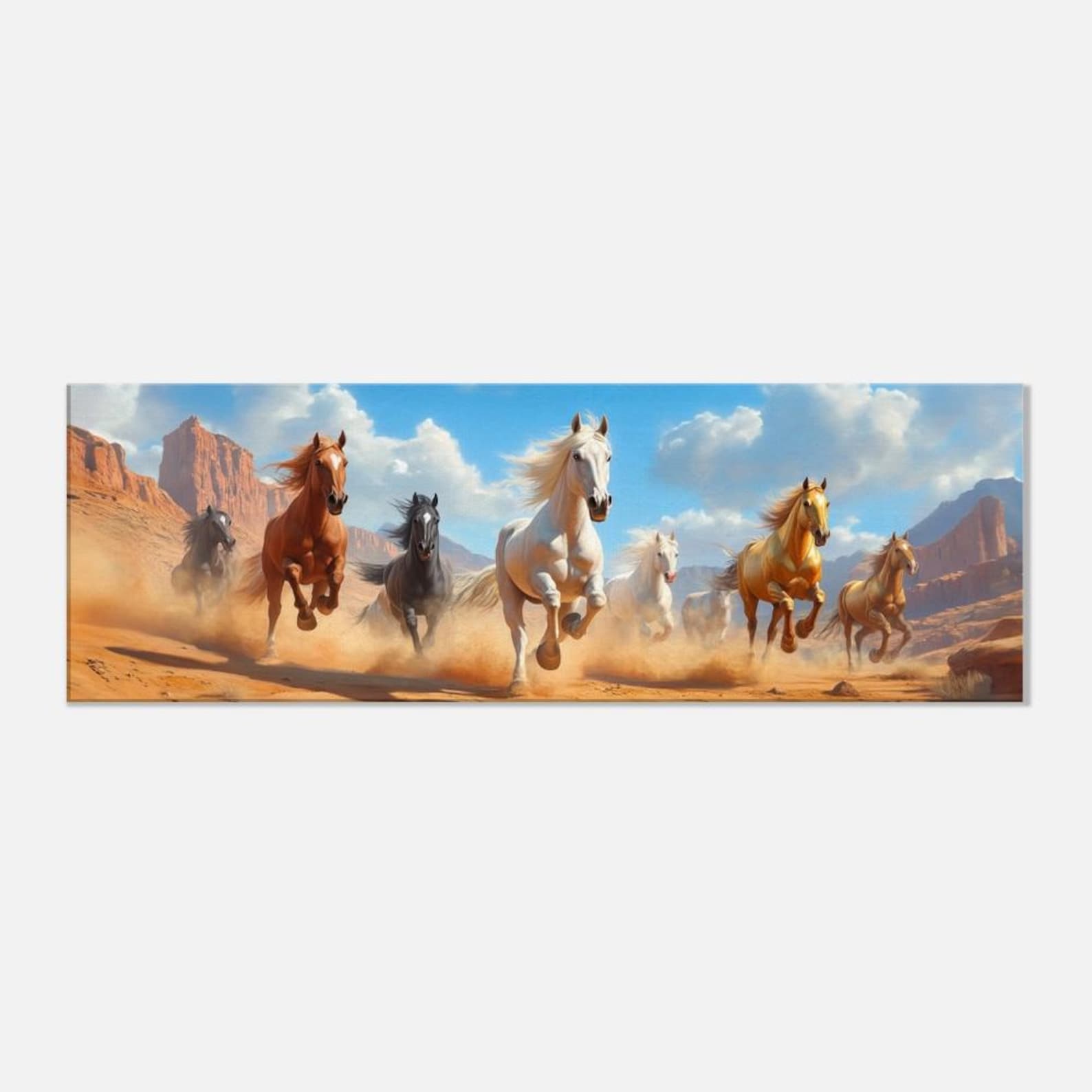 Feng Shui Eight Running Horses Canvas Art: Prosperity, Strength ...