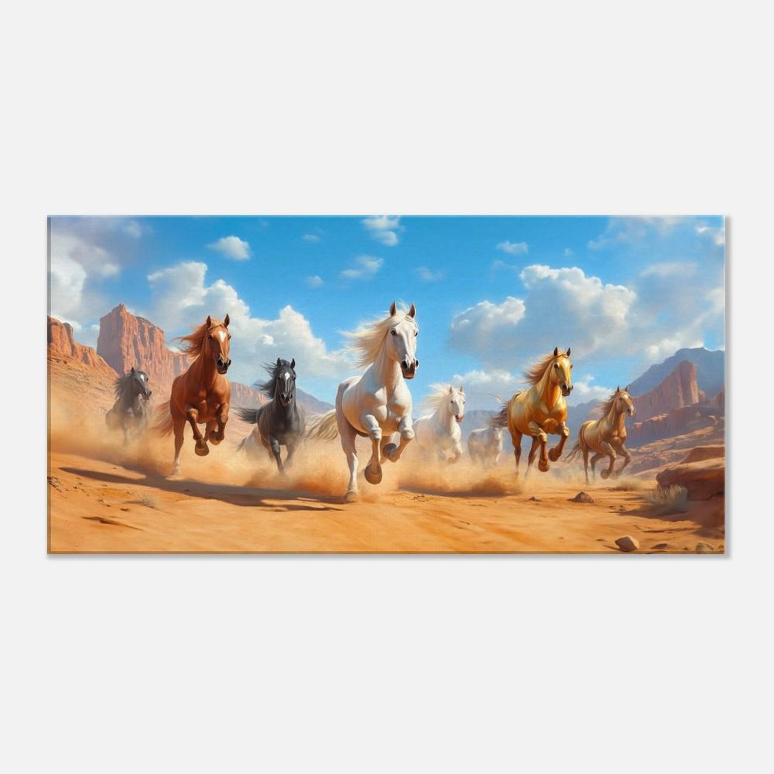Feng Shui Eight Running Horses Canvas Art: Prosperity, Strength ...