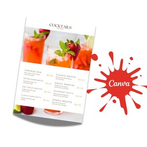 A4 Minimalist Cocktail Menu Template, Realistic Cocktail Menu - Etsy