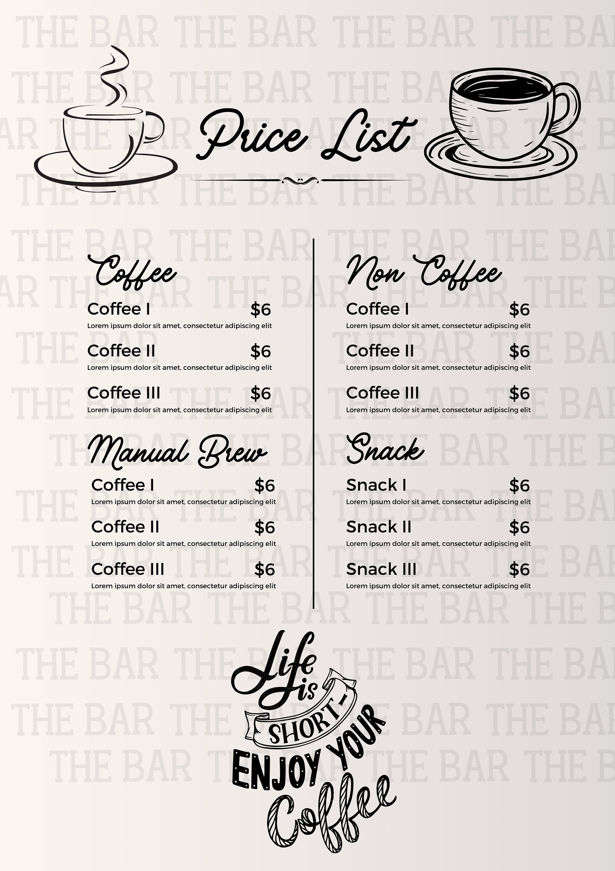 Minimalist Coffee Menu Template, Coffee Menu - Etsy