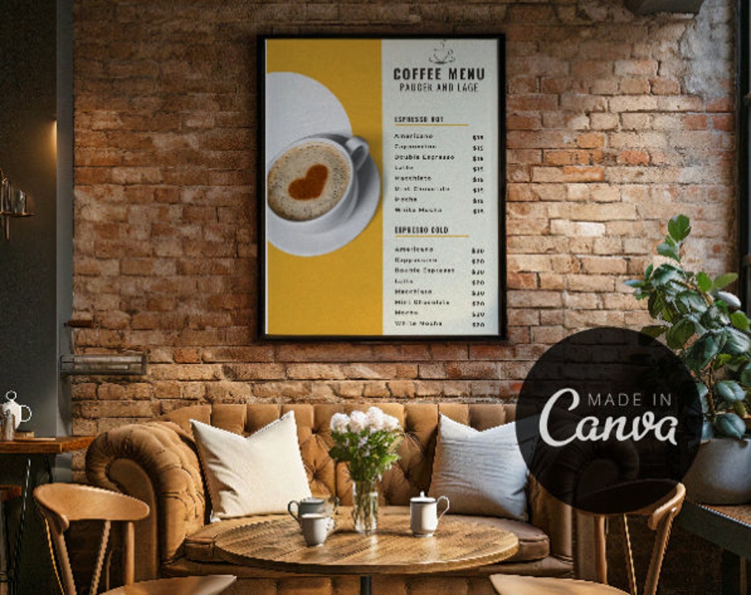 Coffee Card Template, Coffee Menu, Caffeinated Drinks Menu Coffee ...