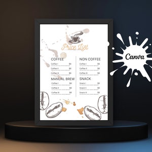 Minimalist Coffee Menu Template, Coffee Menu - Etsy