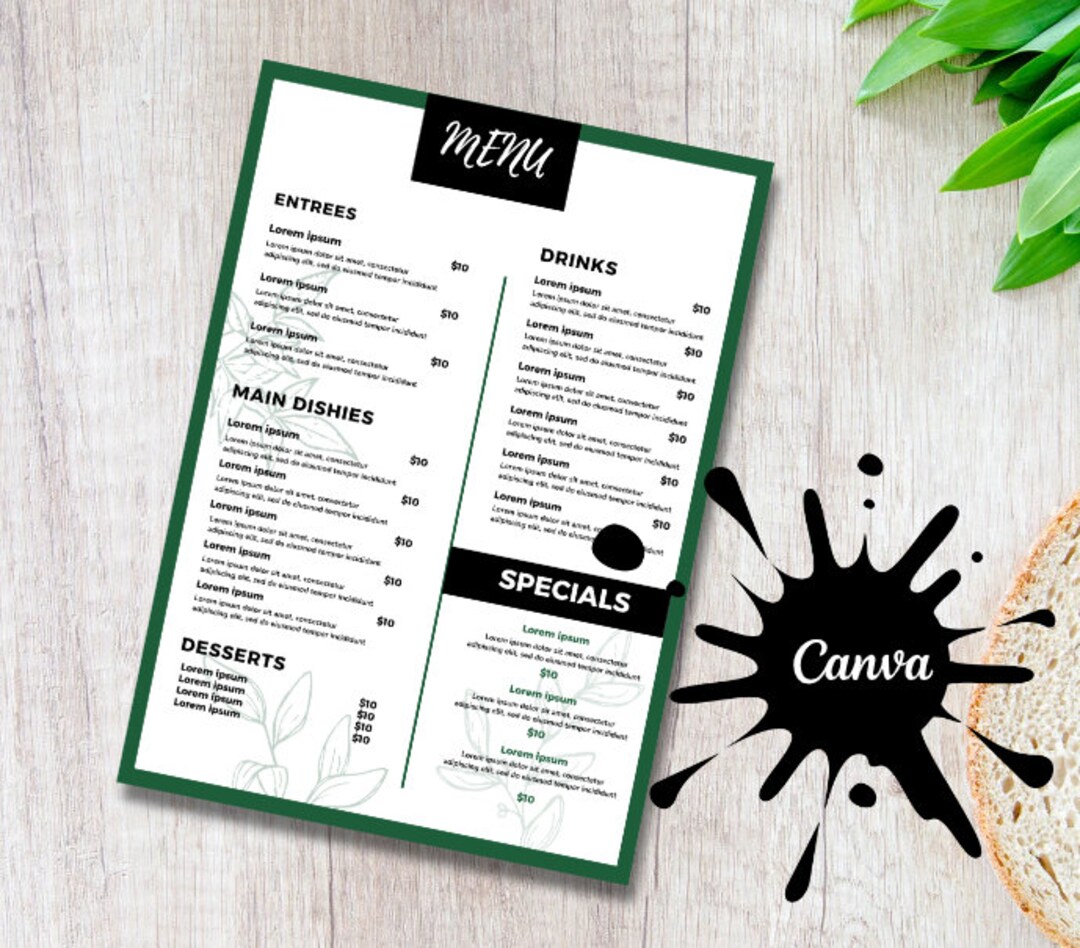 Restaurant Menu Template, Card Design - Etsy