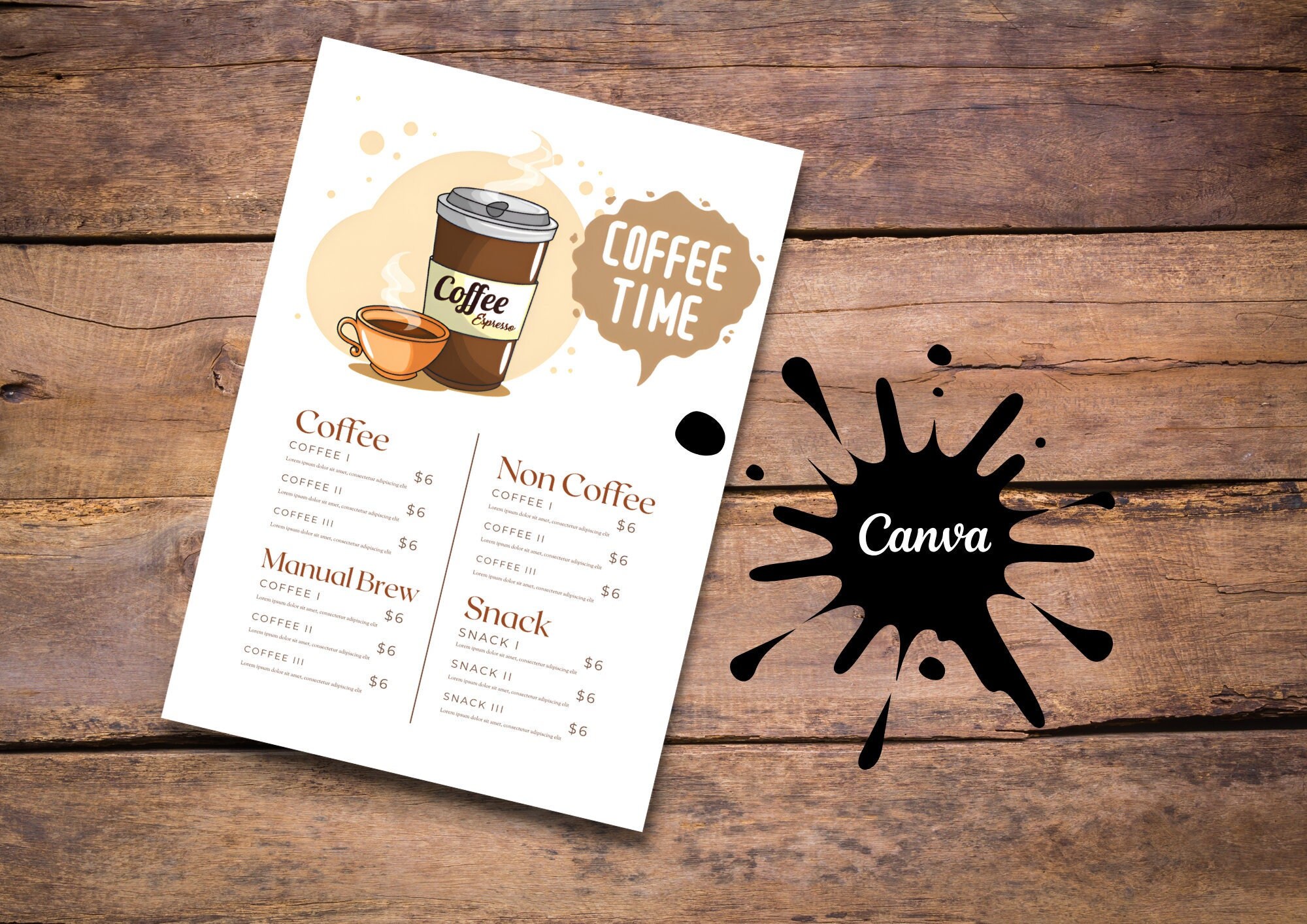 Coffee Menu, Editable Menu, Coffee Bar Menu, Minimalist, Printable ...