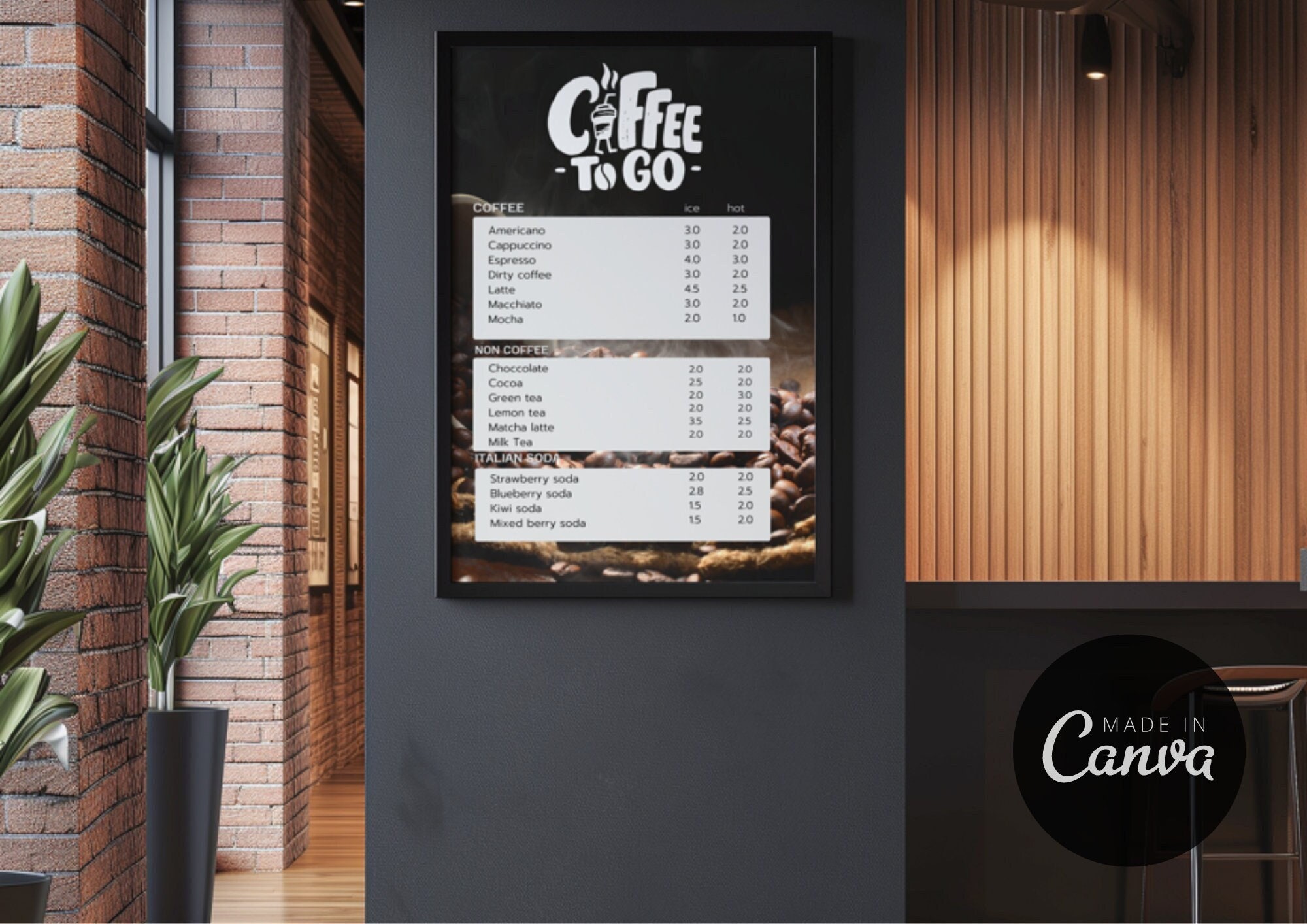 Coffee Card Template, Coffee Menu, Canva Template, Coffee Selection ...