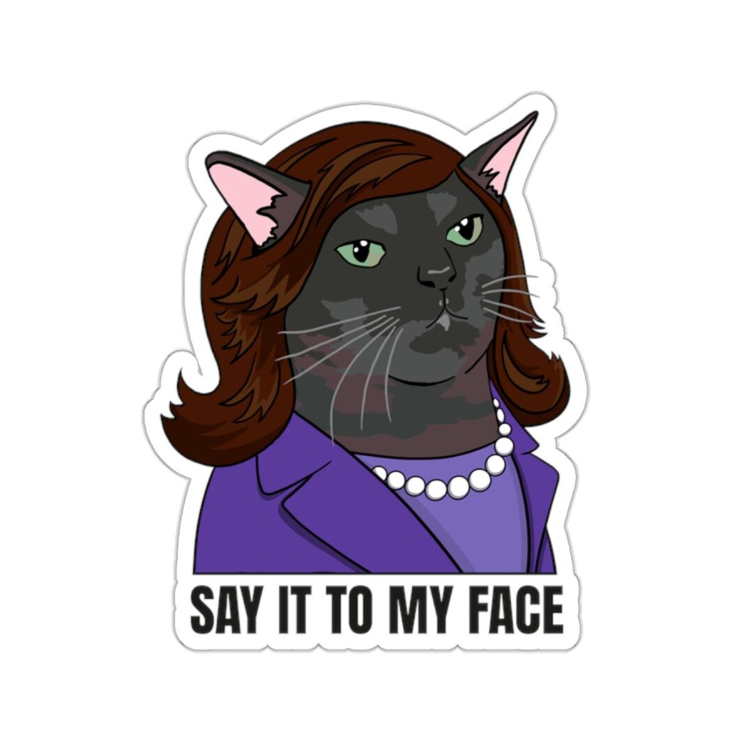 Zoned Out Black Cat Kamala Harris Sticker Funny Stickers Say It to My ...