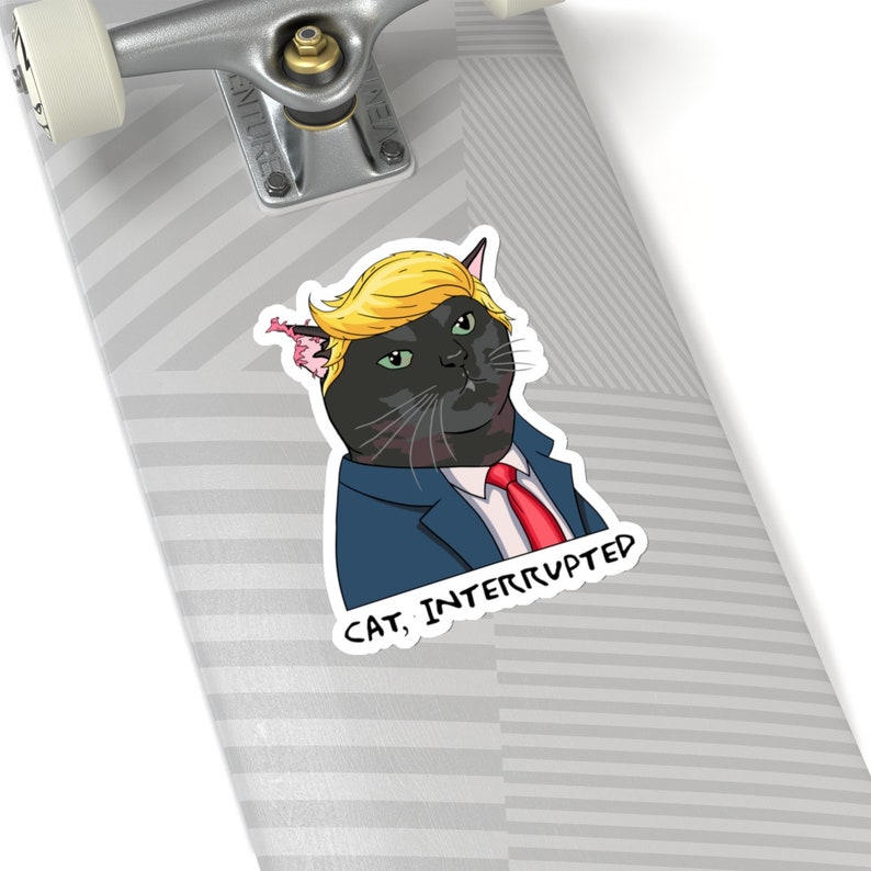 Zoned Out Black Cat, Interrupted Sticker Funny Sticker Cat Lover Art Cat in a Suit Cat Wig Meme ...
