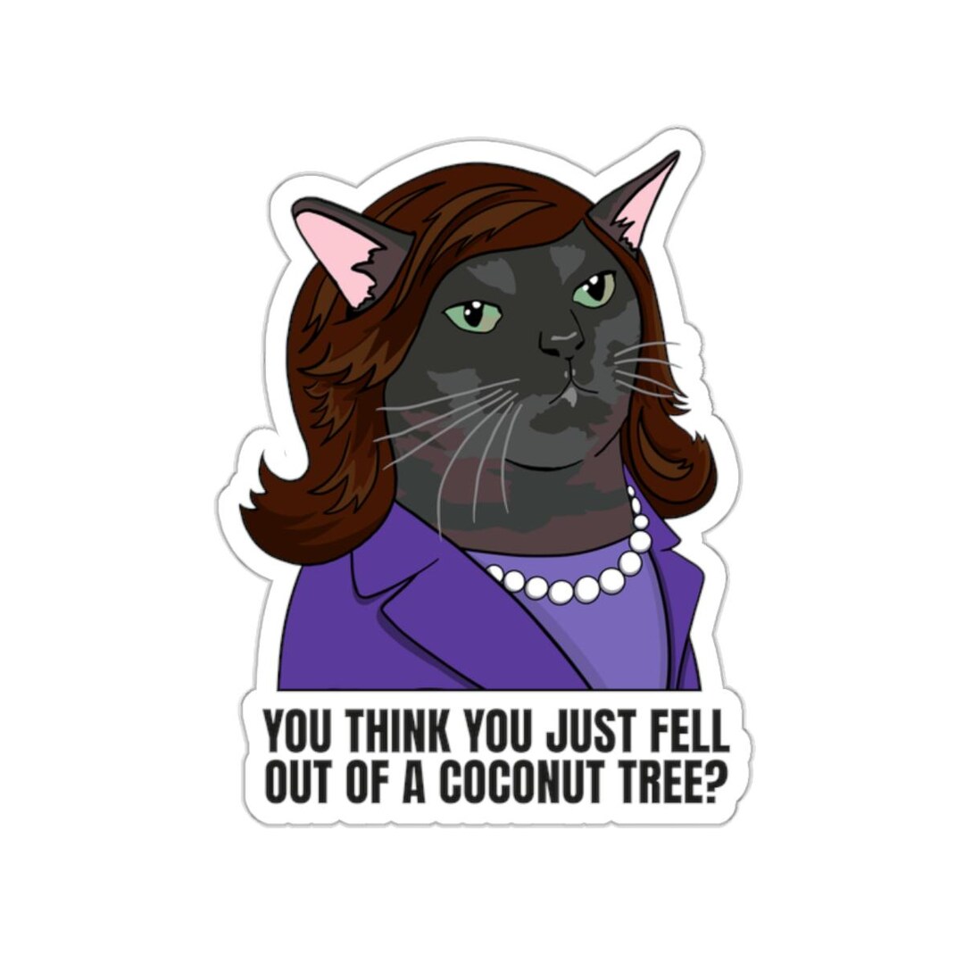 Zoned Out Black Cat Kamala Harris Sticker Funny Stickers Quote Coconut ...