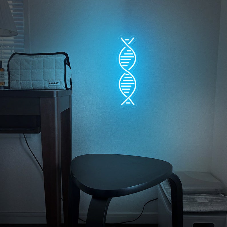 DNA Double Helix Neon Sign, DNA Wall Art, Wall Decor Neon Sign, Biology ...