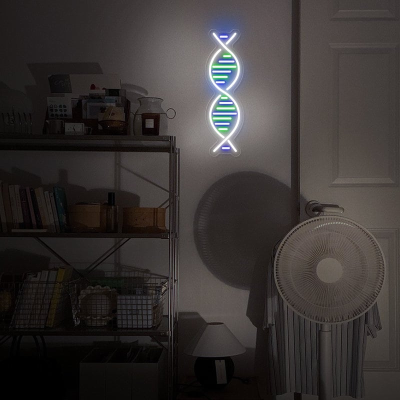 DNA Double Helix Neon Sign, DNA Wall Art, Wall Decor Neon Sign, Biology ...
