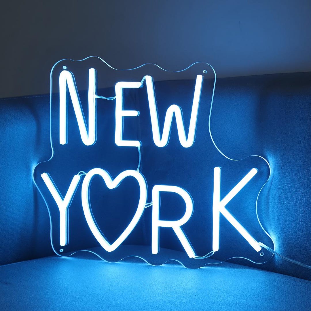 New York Neon Sign, Custom Country With Heart Sign, New York Wall Art ...
