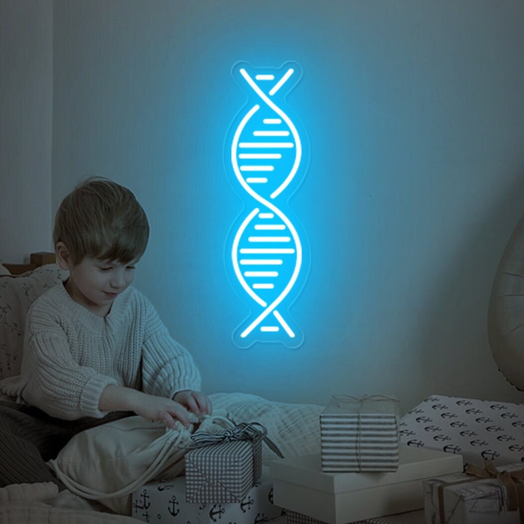 DNA Double Helix Neon Sign, DNA Wall Art, Wall Decor Neon Sign, Biology ...