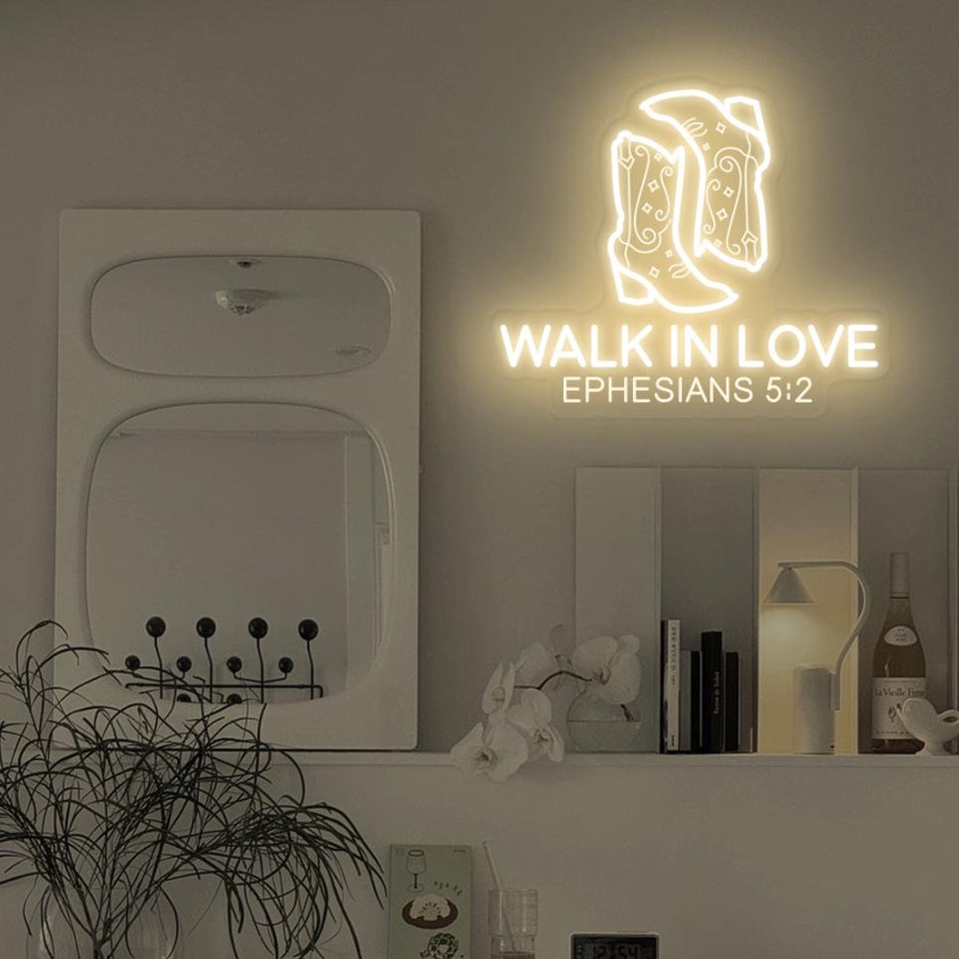 Walk in Love Neon Sign Western Christian Wall Art Cowboy Decor Bible ...