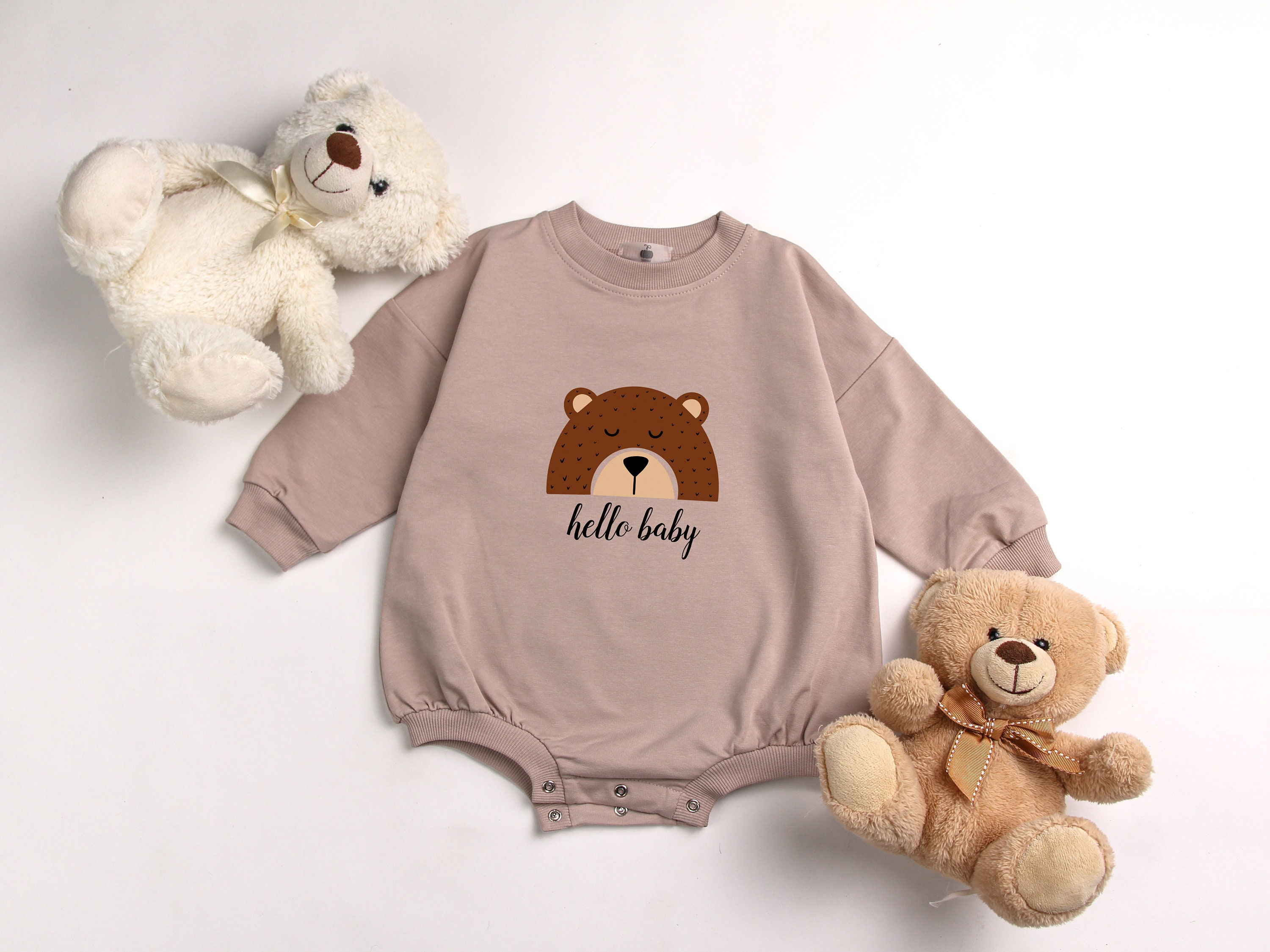 Hello Baby Oversized Baby Bubble Swearshirt, Baby Romper, Long Sleeve ...