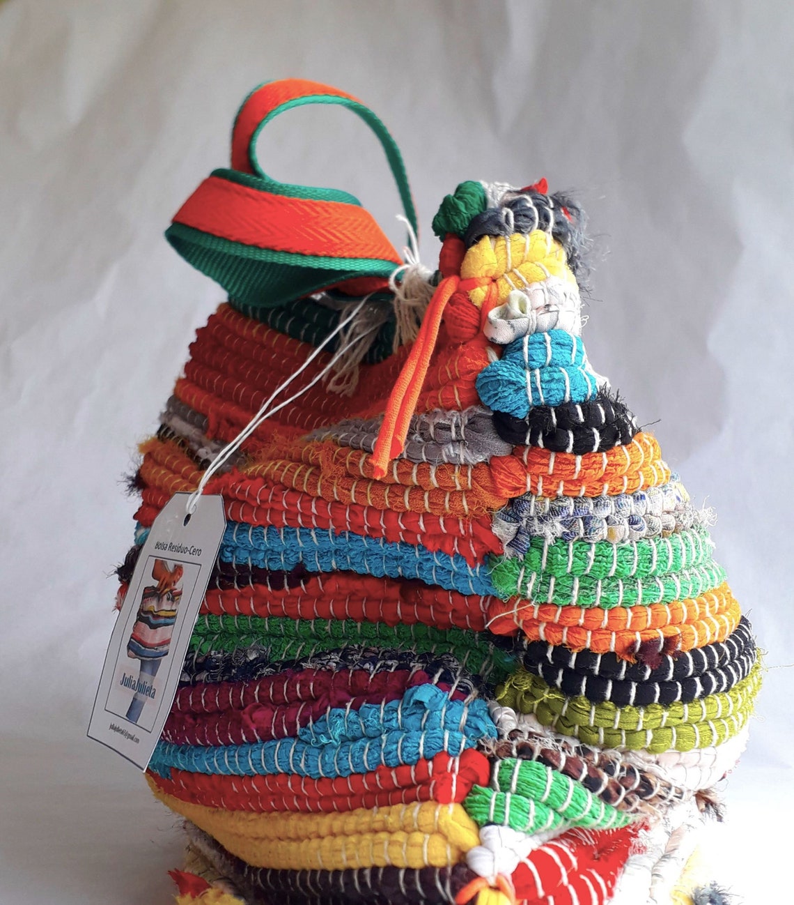 Multicolour Zero Waste Bag, XL Size Bag With Two Handles, Bohemian ...