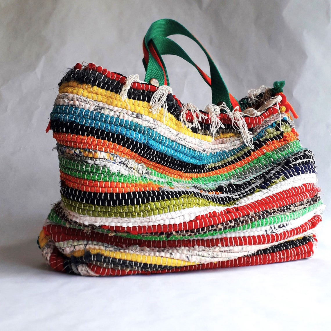 Multicolour Zero Waste Bag, XL Size Bag With Two Handles, Bohemian ...