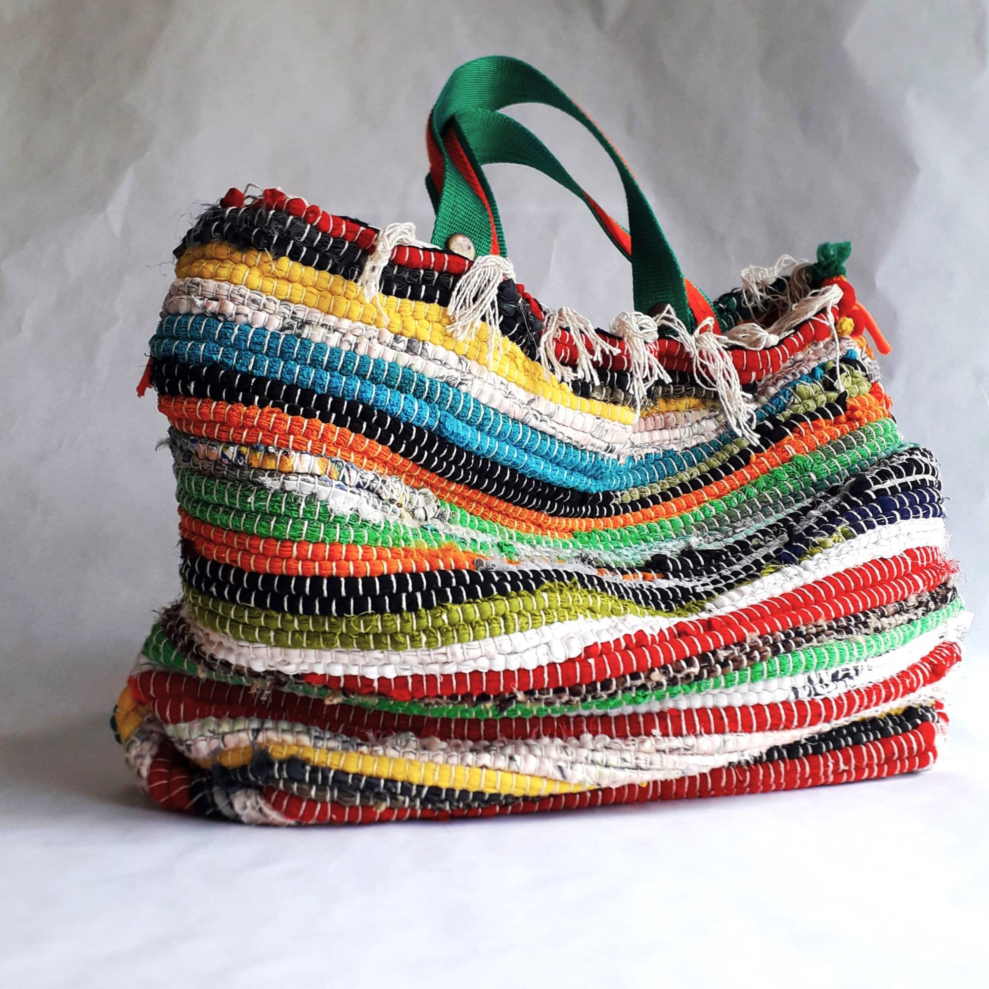 Multicolour Zero Waste Bag, XL Size Bag With Two Handles, Bohemian ...