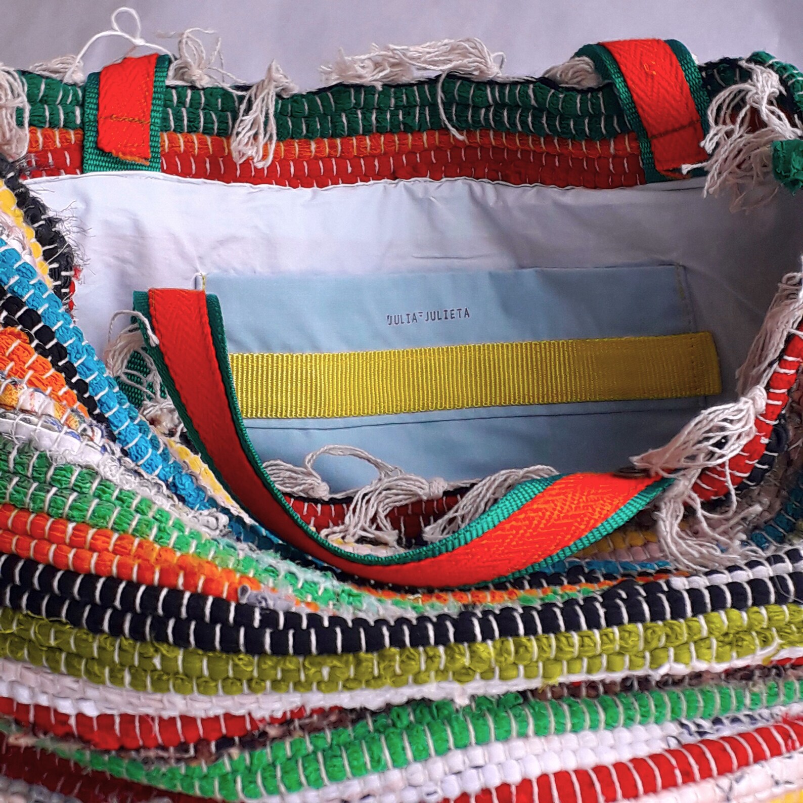 Multicolour Zero Waste Bag, XL Size Bag With Two Handles, Bohemian ...