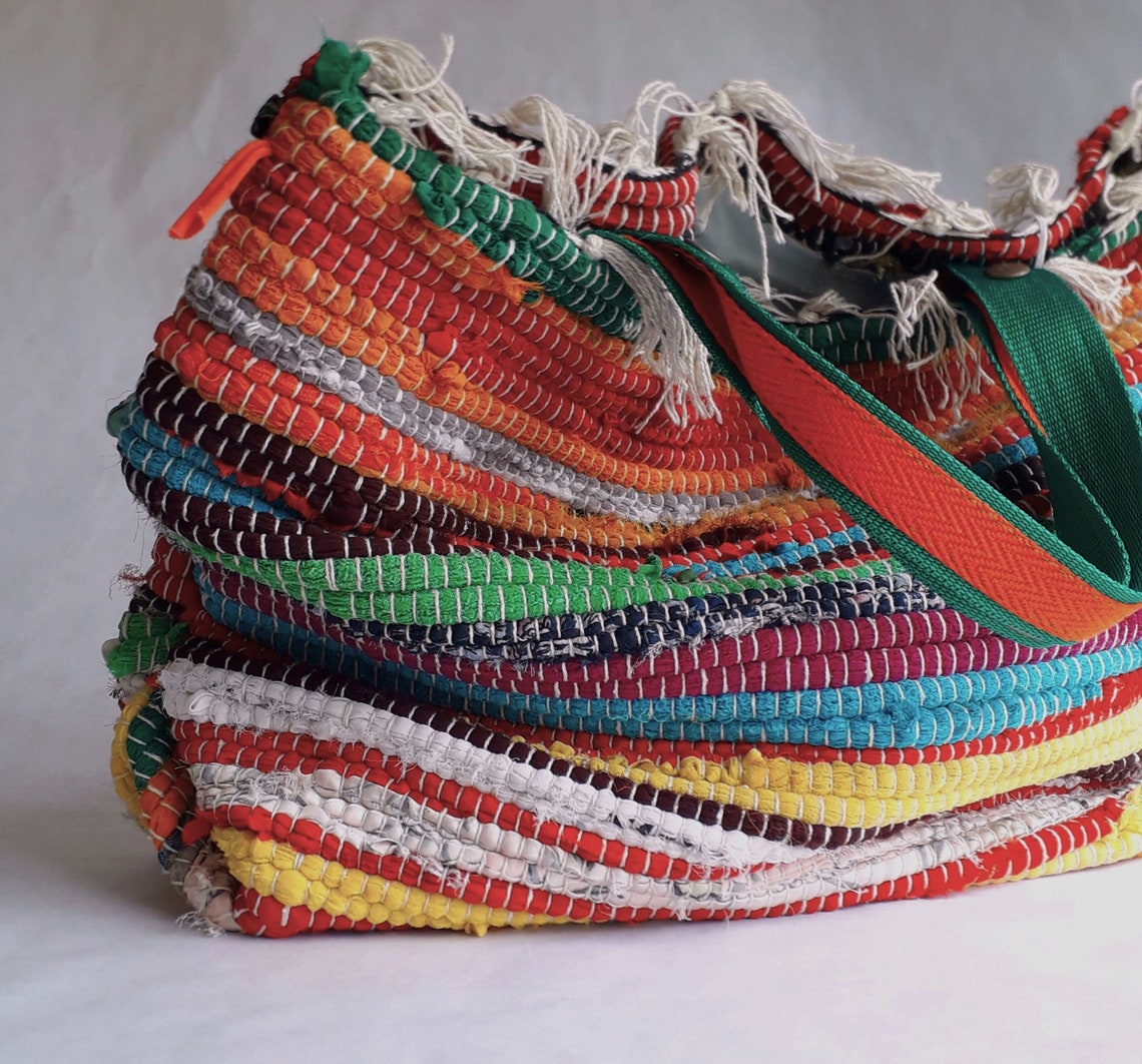 Multicolour Zero Waste Bag, XL Size Bag With Two Handles, Bohemian ...
