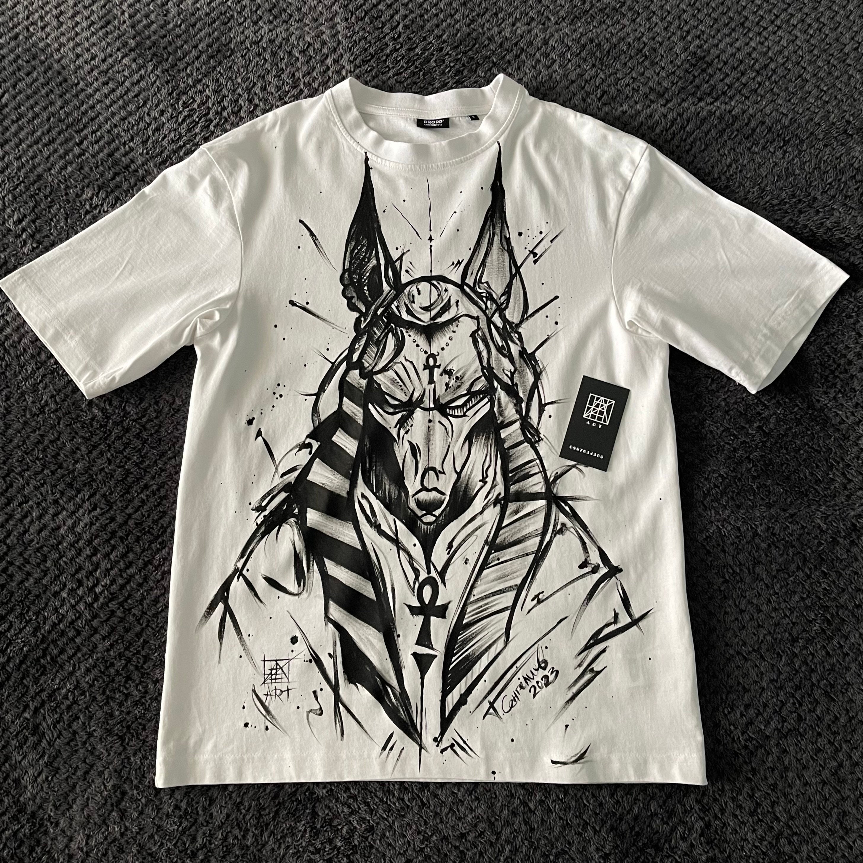 Hand Painted, Personalised Egyptian God Anubis T-shirt Oversized - Etsy UK