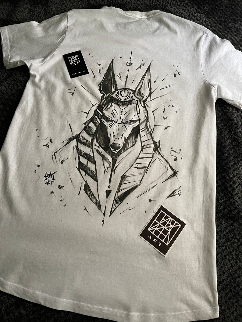 Hand Painted, Personalised Egyptian God Anubis T-shirt Oversized - Etsy UK