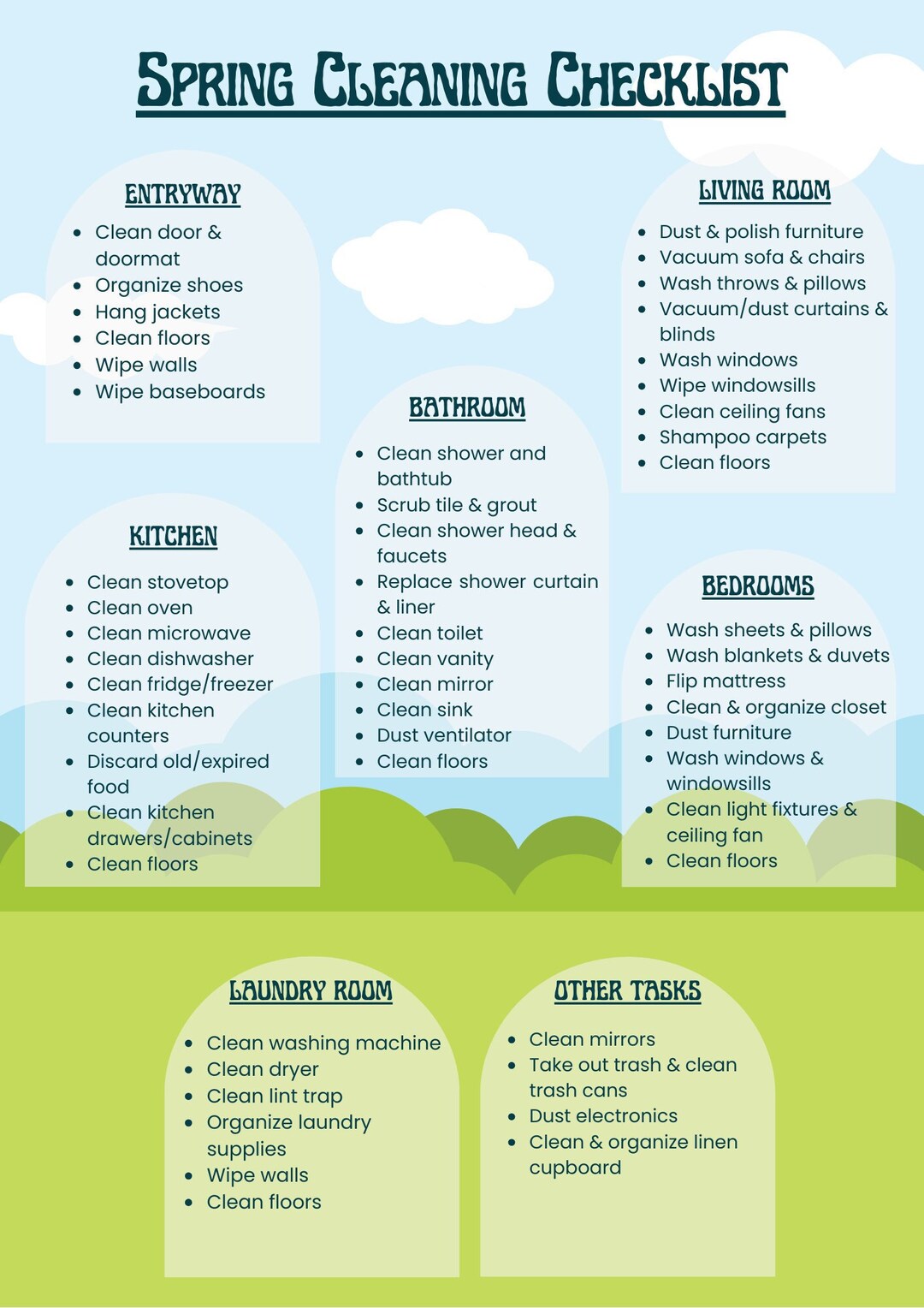 Spring Cleaning Checklist Printable Template - Etsy Canada