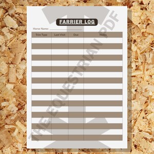 Printable Farrier Log – Track Horse Shoeing, Trimming & Hoof Care Dates ...