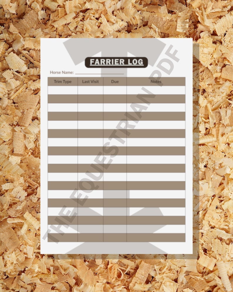 Printable Farrier Log: Horse Hoof Care Tracker (PDF Download) - Etsy