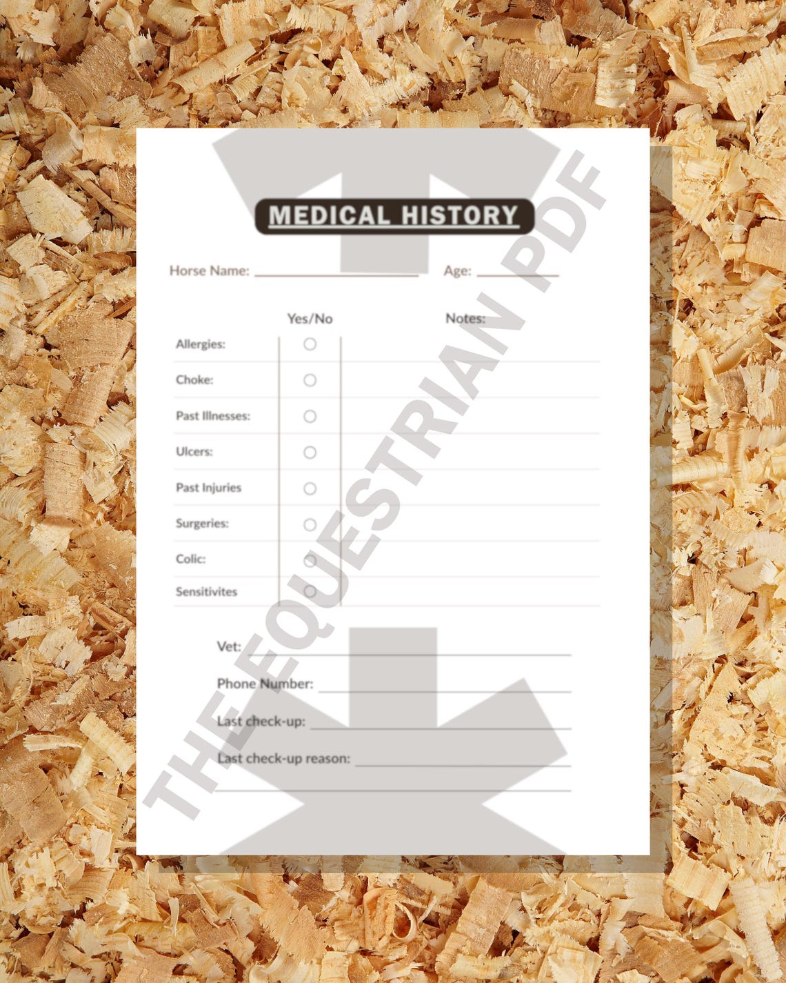 Printable Horse Medical History Record: Equine Health Tracker (PDF ...