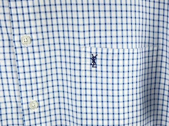 Yves Saint Laurent YSL Vintage 90s Plaid Short Sleeve… - Gem