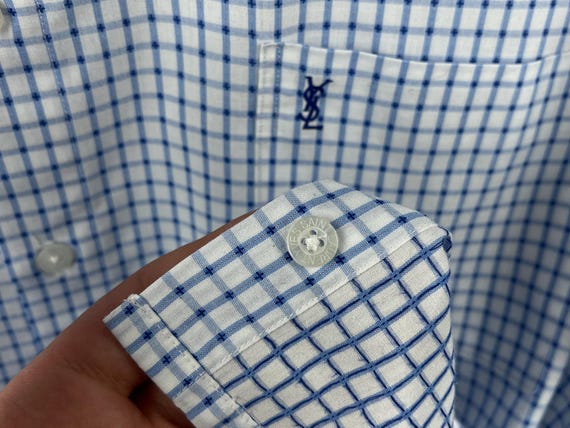 Yves Saint Laurent YSL Vintage 90s Plaid Short Sleeve… - Gem
