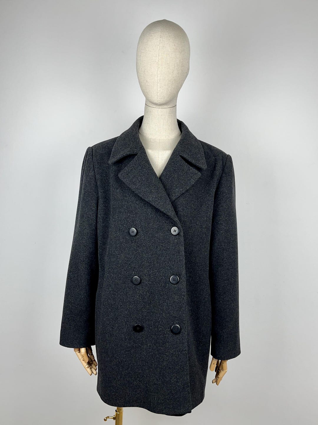 Bhs Vintage Wool Gray Double Breasted Coat Women’s Size 18 EUR 46 - Etsy