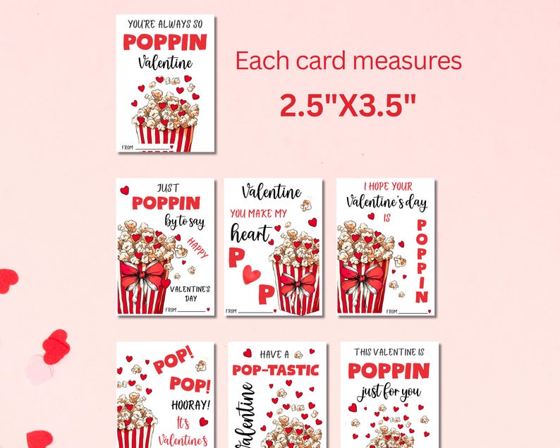 Popcorn Valentine Gift Tags, Printable Valentine Classroom Favor Tags ...