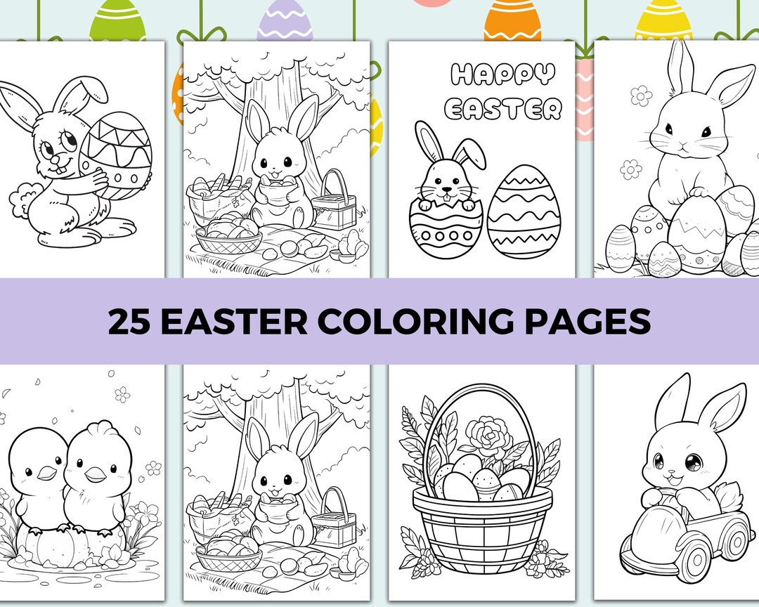 Easter Coloring Pages: 25 Fun Activity Printables (digital Download) - Etsy