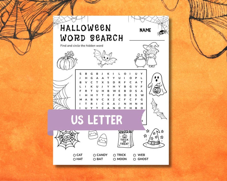 Halloween Word Search Puzzle, Printable Halloween Games for Kids ...