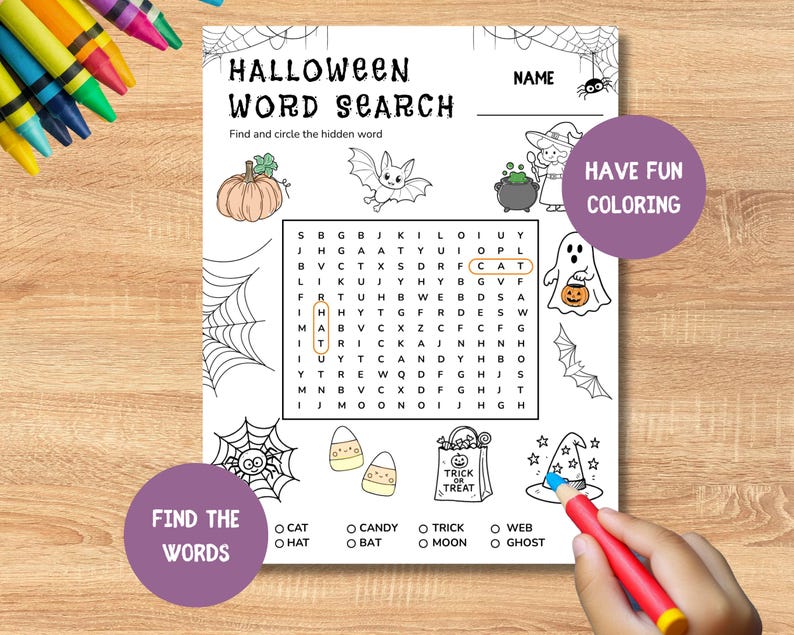 Halloween Word Search Puzzle, Printable Halloween Games for Kids ...