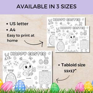 Easter Activity Placemat: Printable Coloring Page, Kids Games (PDF) - Etsy
