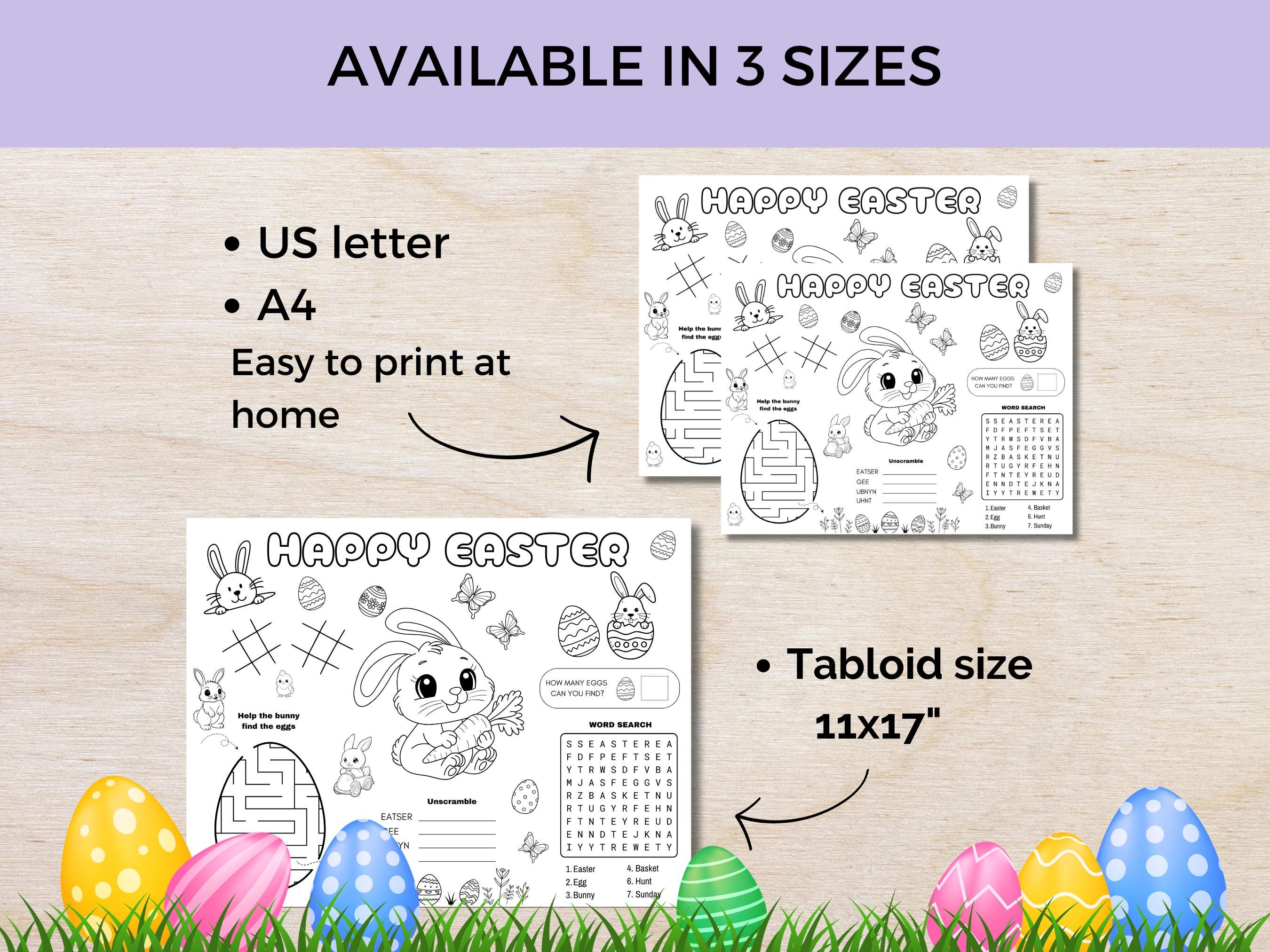 Easter Activity Placemat: Printable Coloring Page, Kids Games (PDF) - Etsy