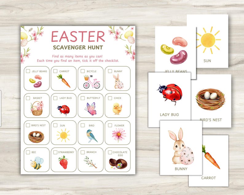 Easter Scavenger Hunt for Kids, Indoor Easter Treasure Hunt With ...