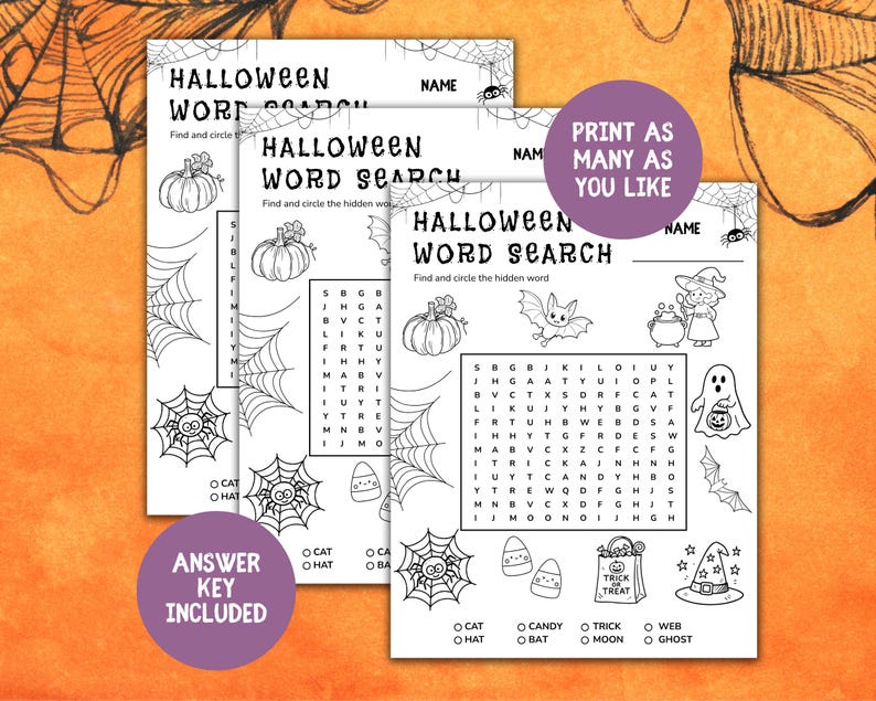 Halloween Word Search Puzzle, Printable Halloween Games for Kids ...