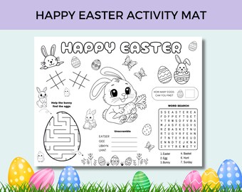 Easter Activity Placemat Spring Coloring Placemat Printable Easter ...
