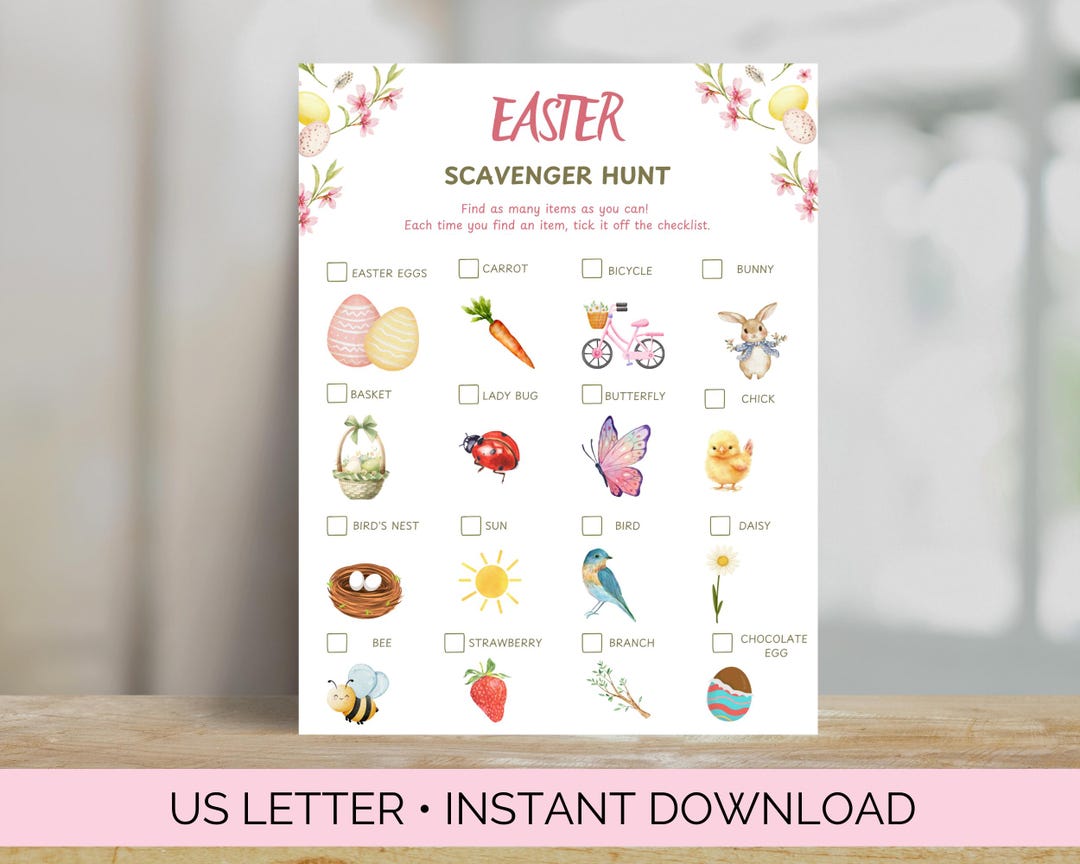 Easter Scavenger Hunt for Kids, Fun Easter Egg Hunt Activity, Easter ...
